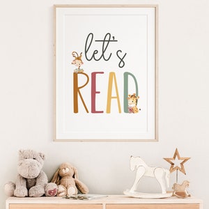 DIGITAL FILE, Let's Read Print, Let's Read Sign, Let's Read Wall Decor ...