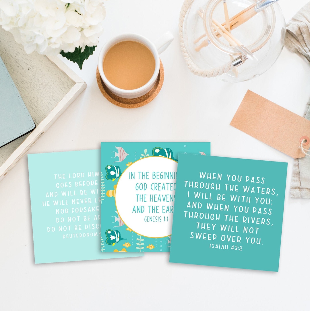 Ocean Bible Verse Cards: Scripture Learning for Kids (digital Download ...