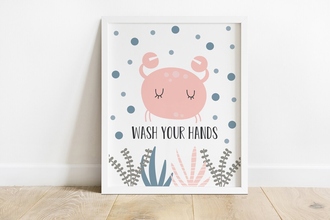 DIGITAL FILE, Wash Your Hands, Kids Bathroom Decor, Kids Bathroom Wall ...