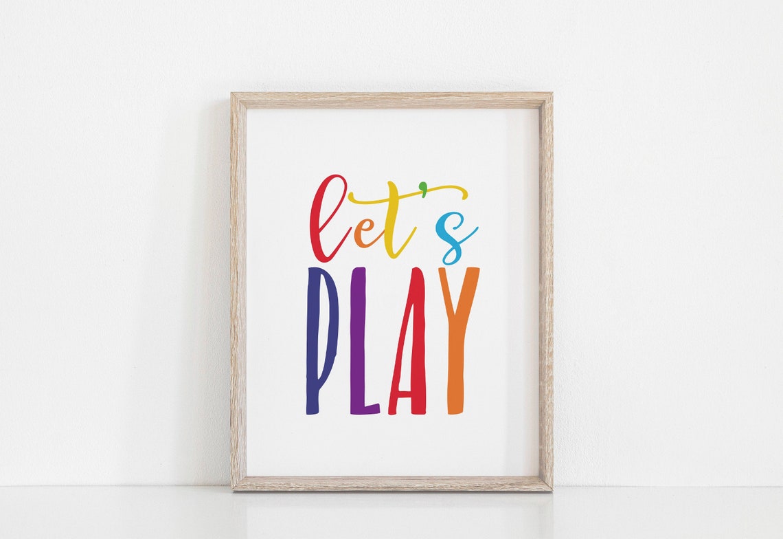 Let's Play Print Let's Play Sign Playroom Wall Art | Etsy
