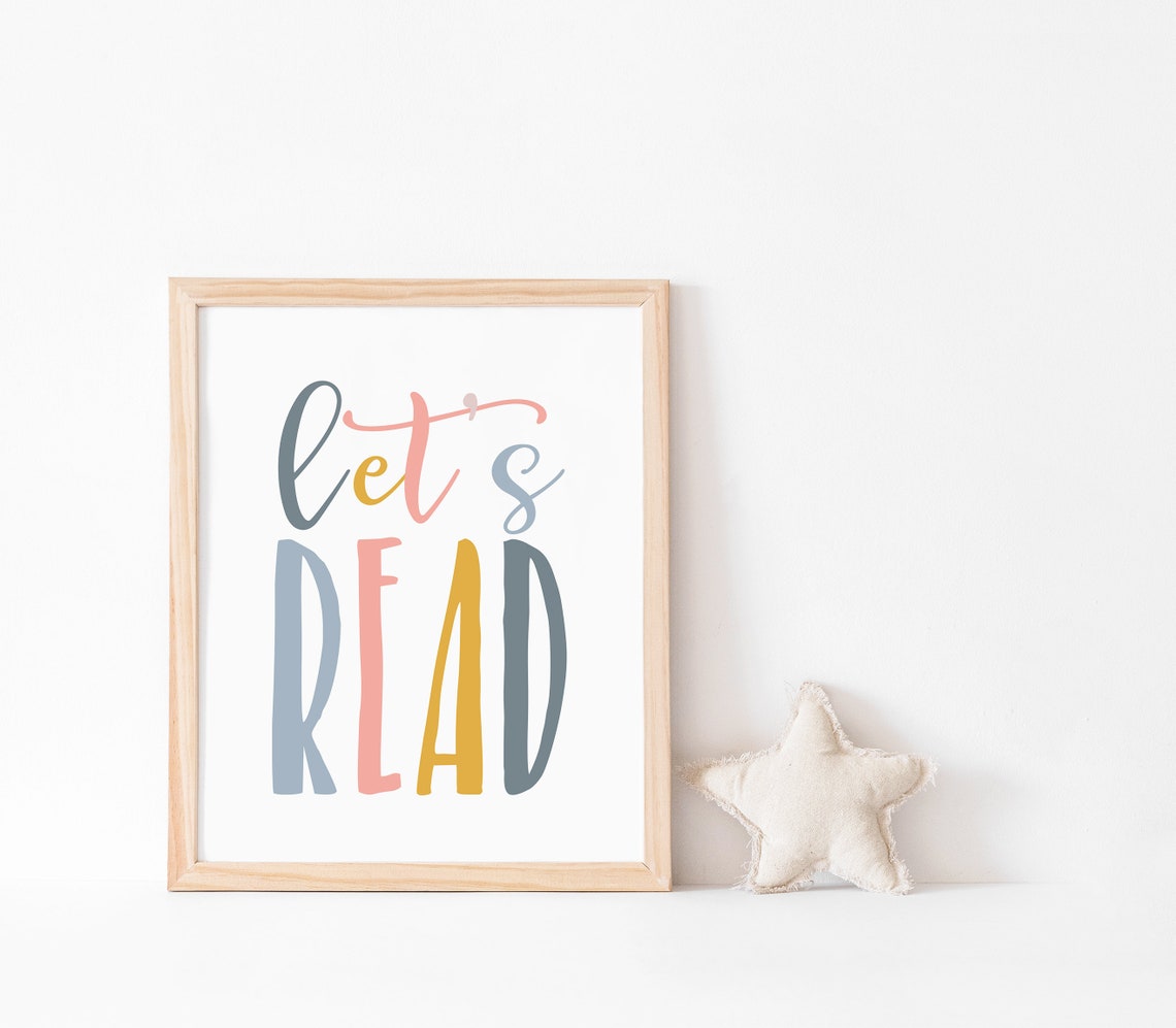 Let's Read Printable Reading Print for Children Playroom | Etsy