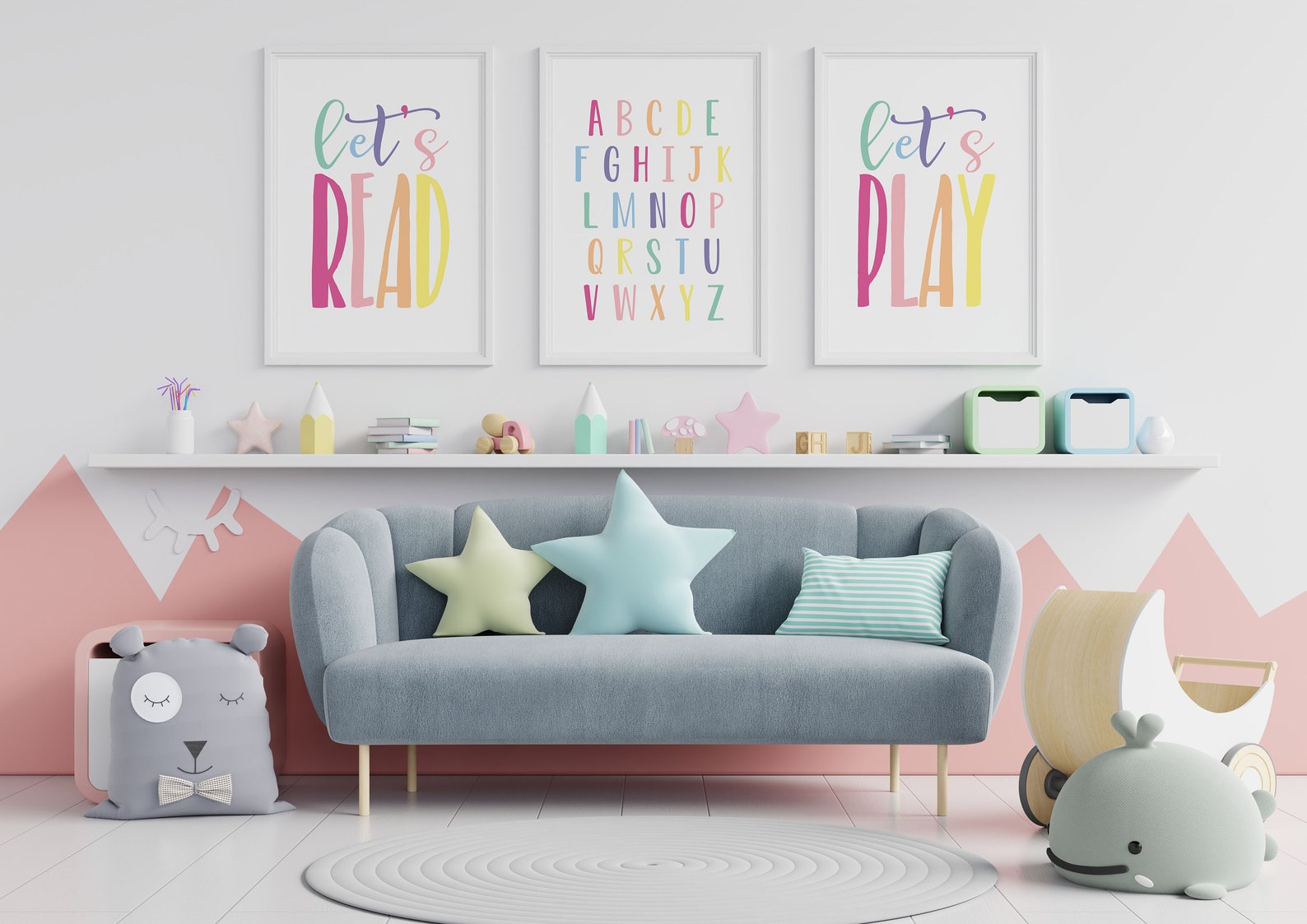 Let's Read Printable Playroom Wall Art Playroom Decor - Etsy