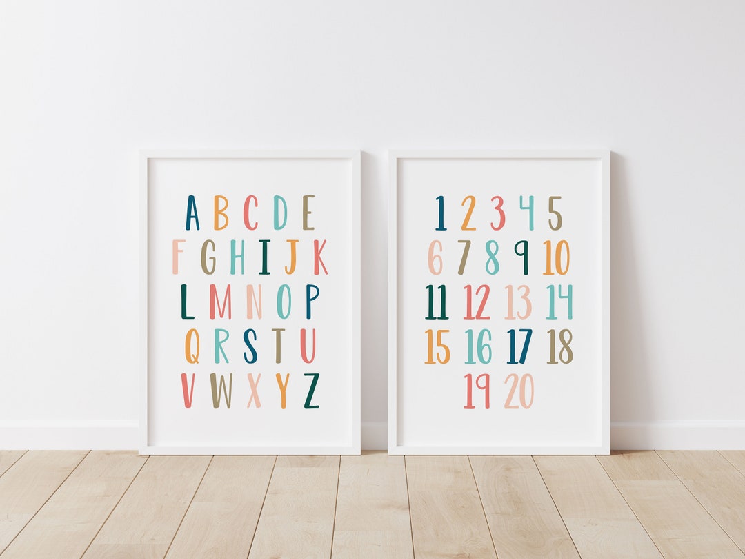 Set of 2 Prints Download, Alphabet Print, ABC Poster, 123 Print, Number ...