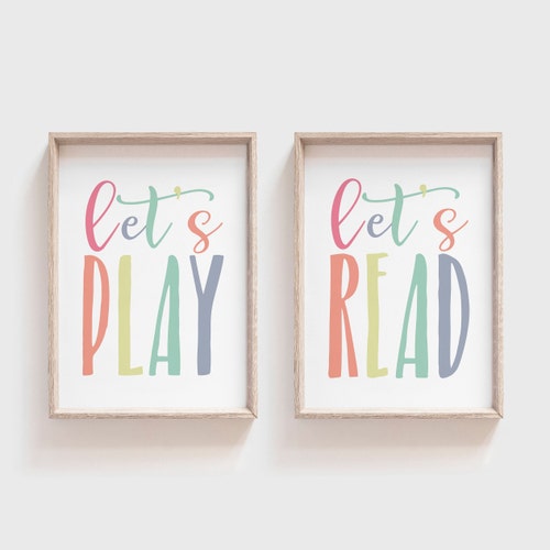 Pastel Reading Corner Sign Playroom Printable Let's Read - Etsy