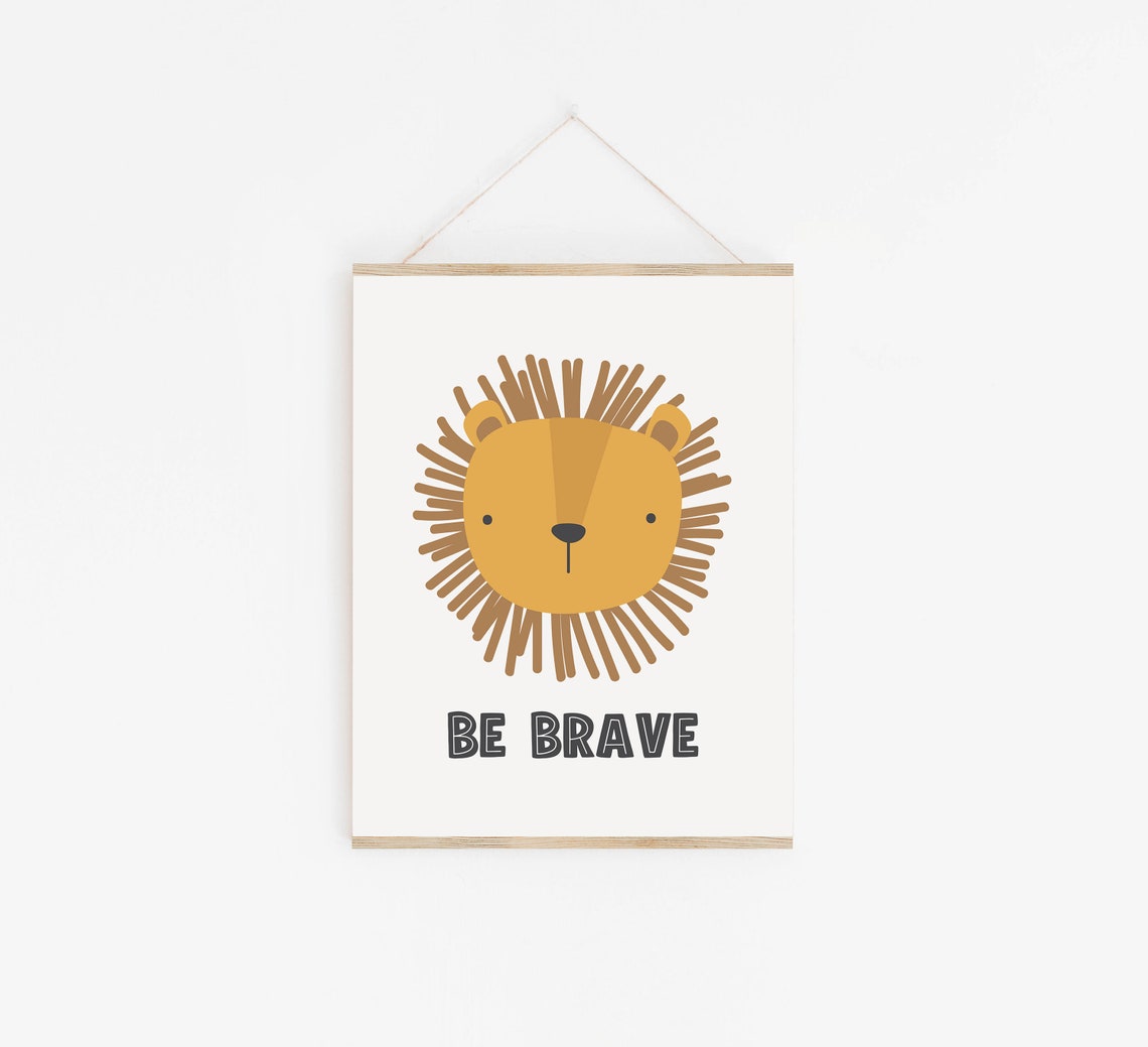 DIGITAL FILE Be Brave Print Lion Nursery Decor Lion Nursery | Etsy