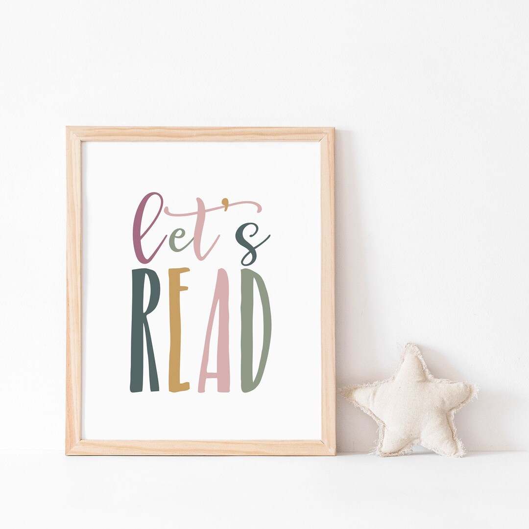 Let's Read Print, Reading Print for Children, Playroom Wall Art ...