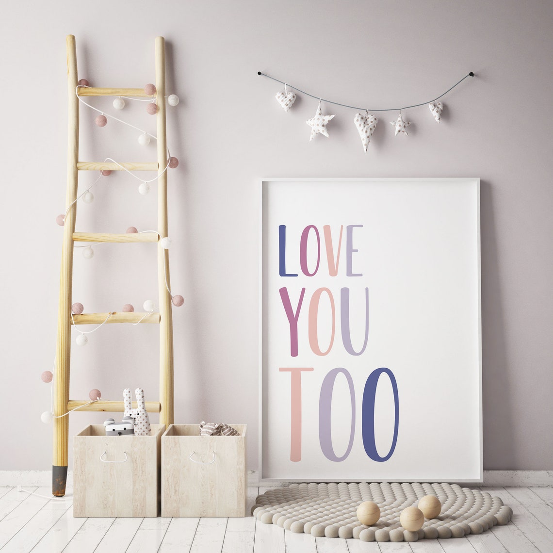 DIGITAL FILE Love You Too Print Love You Wall Art Nursery | Etsy