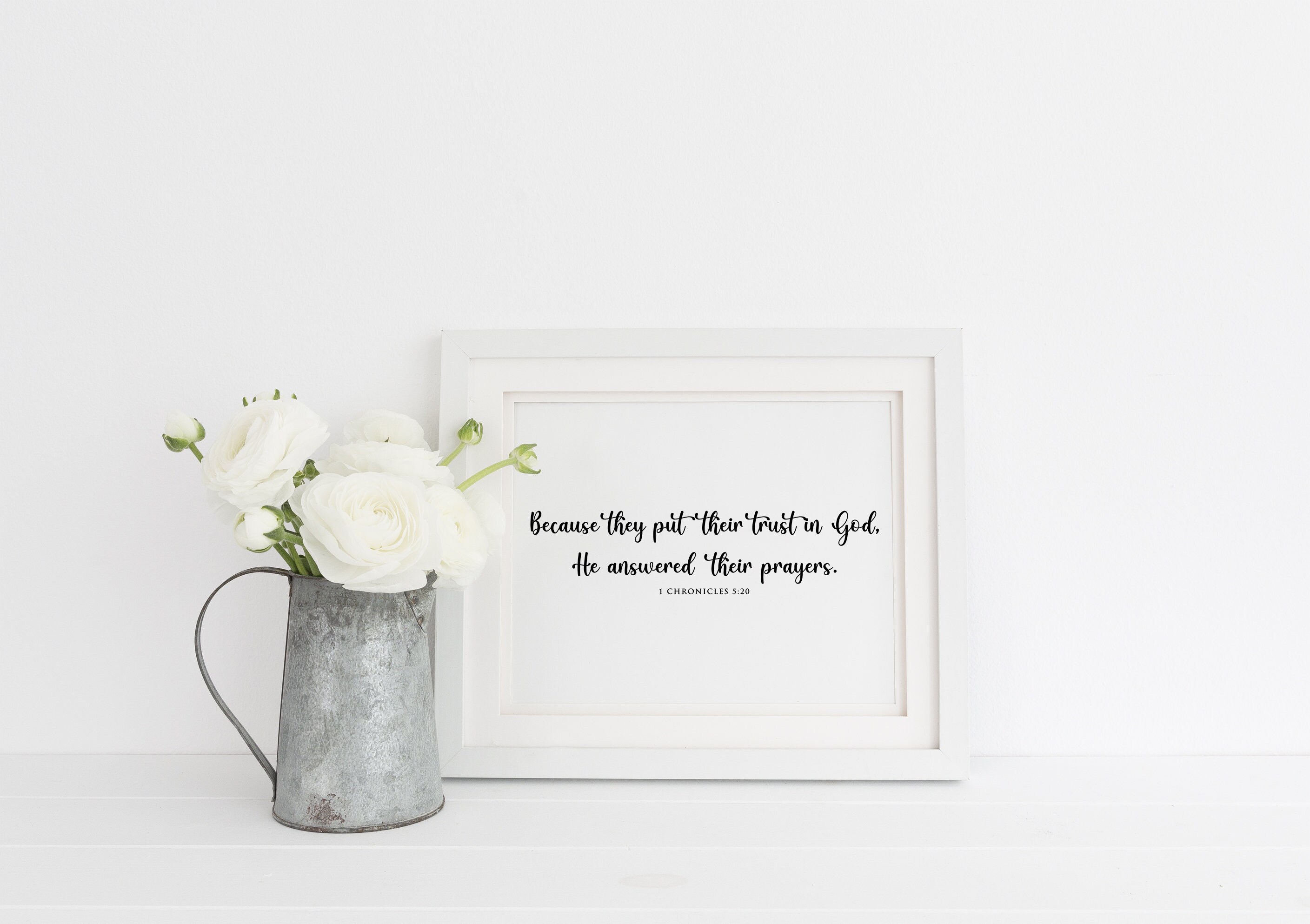 1 Chronicles 5:20 Trust In God Bible Verse Wall Art Bible | Etsy