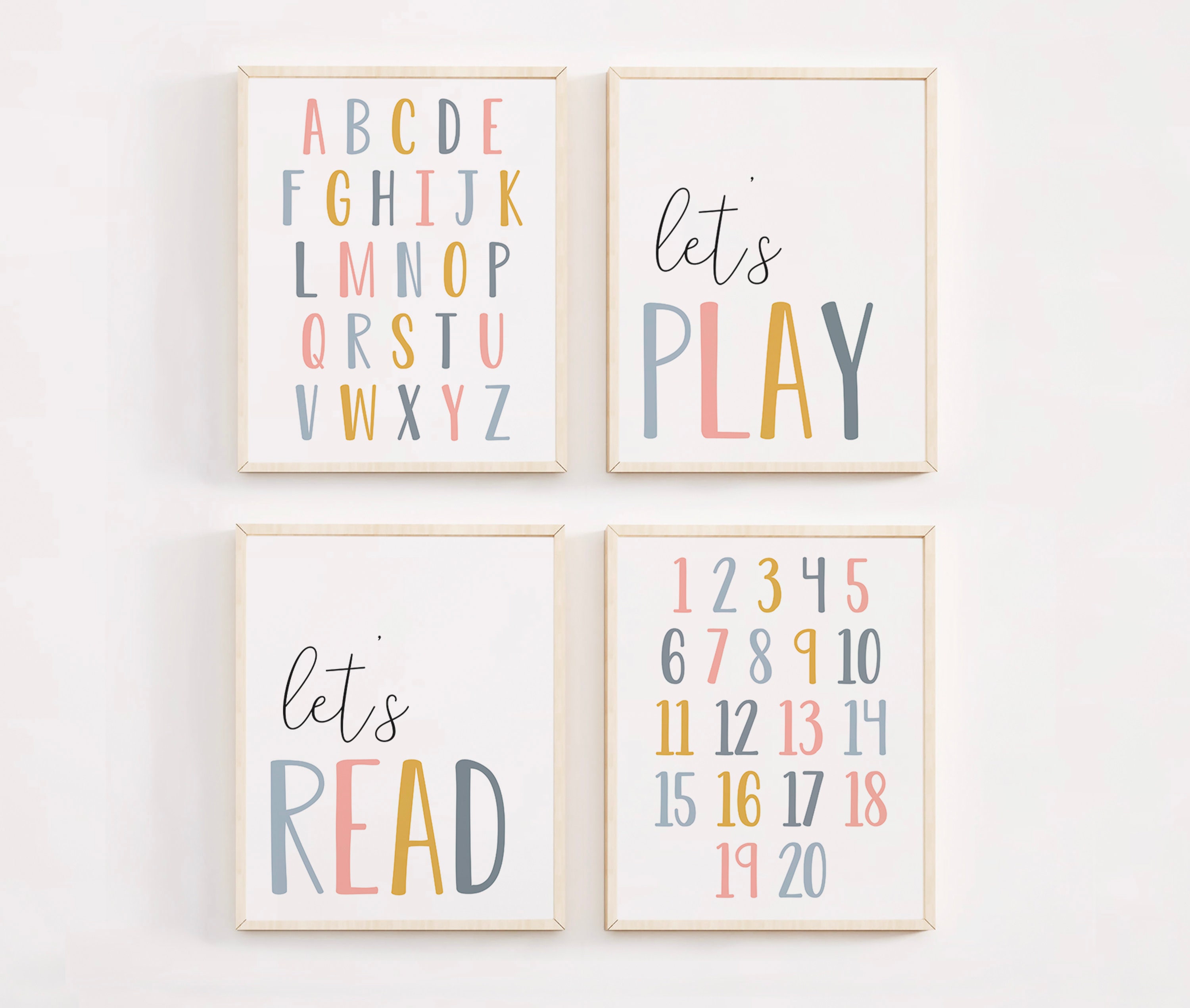 DIGITAL FILES Set of 4 Alphabet and Numbers Prints - Etsy