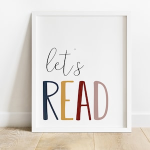 DIGITAL FILE, Let's Read Print, Let's Read Sign, Reading Corner Sign ...