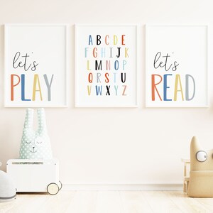 DIGITAL FILES, Set of 3 Playroom Prints, Playroom Decor, Let's Play ...