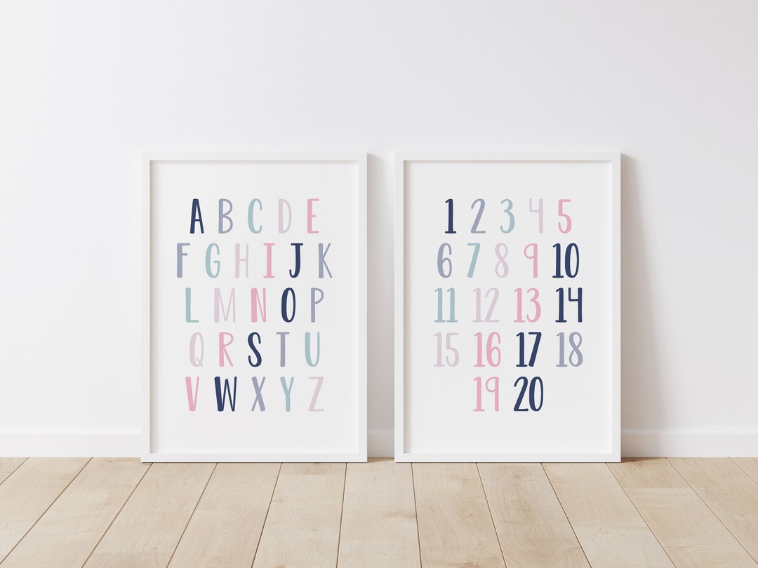 Set of 2 Prints Download, Alphabet Print, ABC Poster, 123 Print, Number ...
