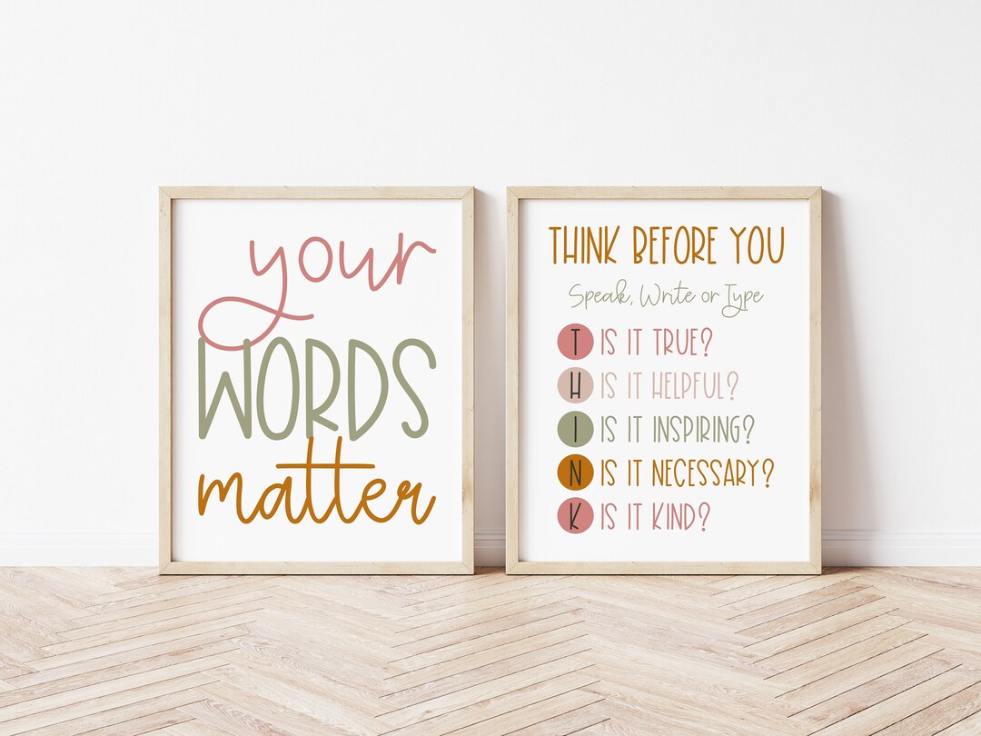 DIGITAL FILE, Your Words Matter, Think Before You Speak, Classroom ...