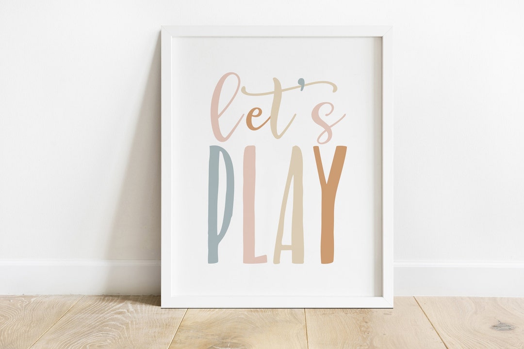 DIGITAL FILE, Let's Play, Playroom Wall Decor, Playroom Sign, Playroom ...