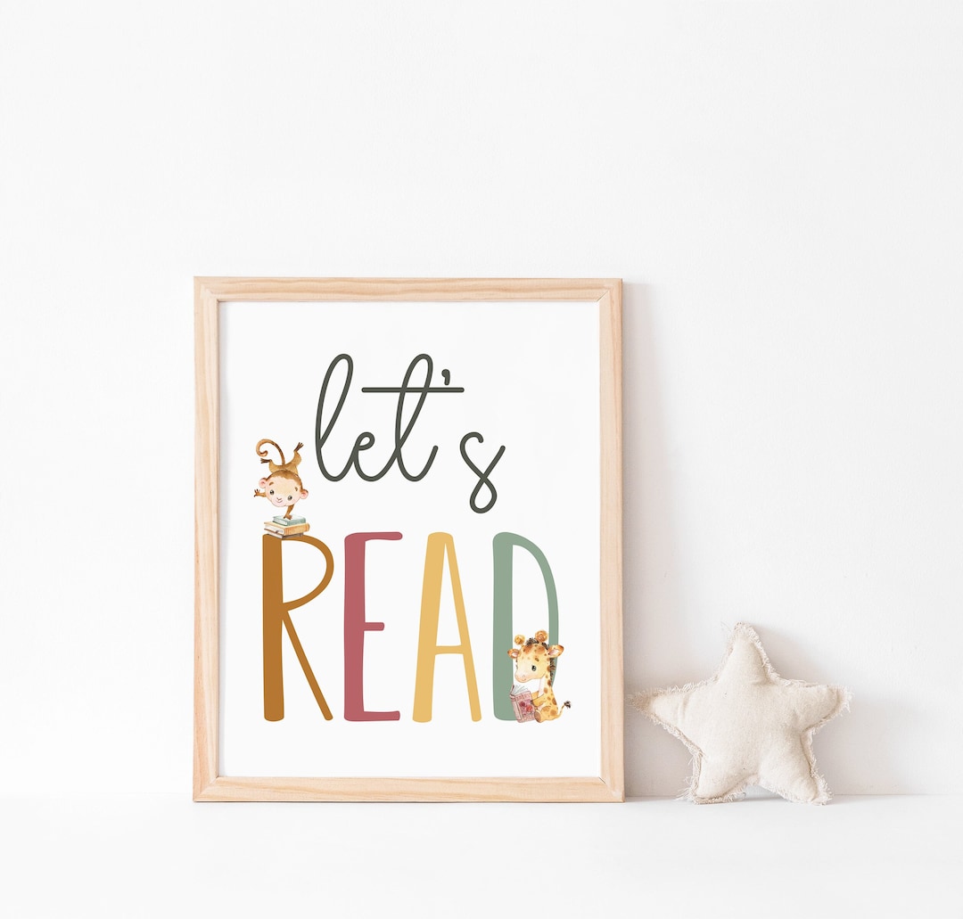 DIGITAL FILE, Let's Read Print, Let's Read Sign, Let's Read Wall Decor ...