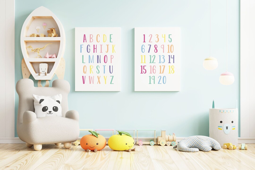 DIGITAL FILES, Alphabet Poster, Alphabet Wall Art, Numbers Poster ...