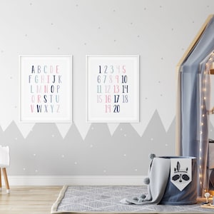 Set of 2 Prints Download, Alphabet Print, ABC Poster, 123 Print, Number ...