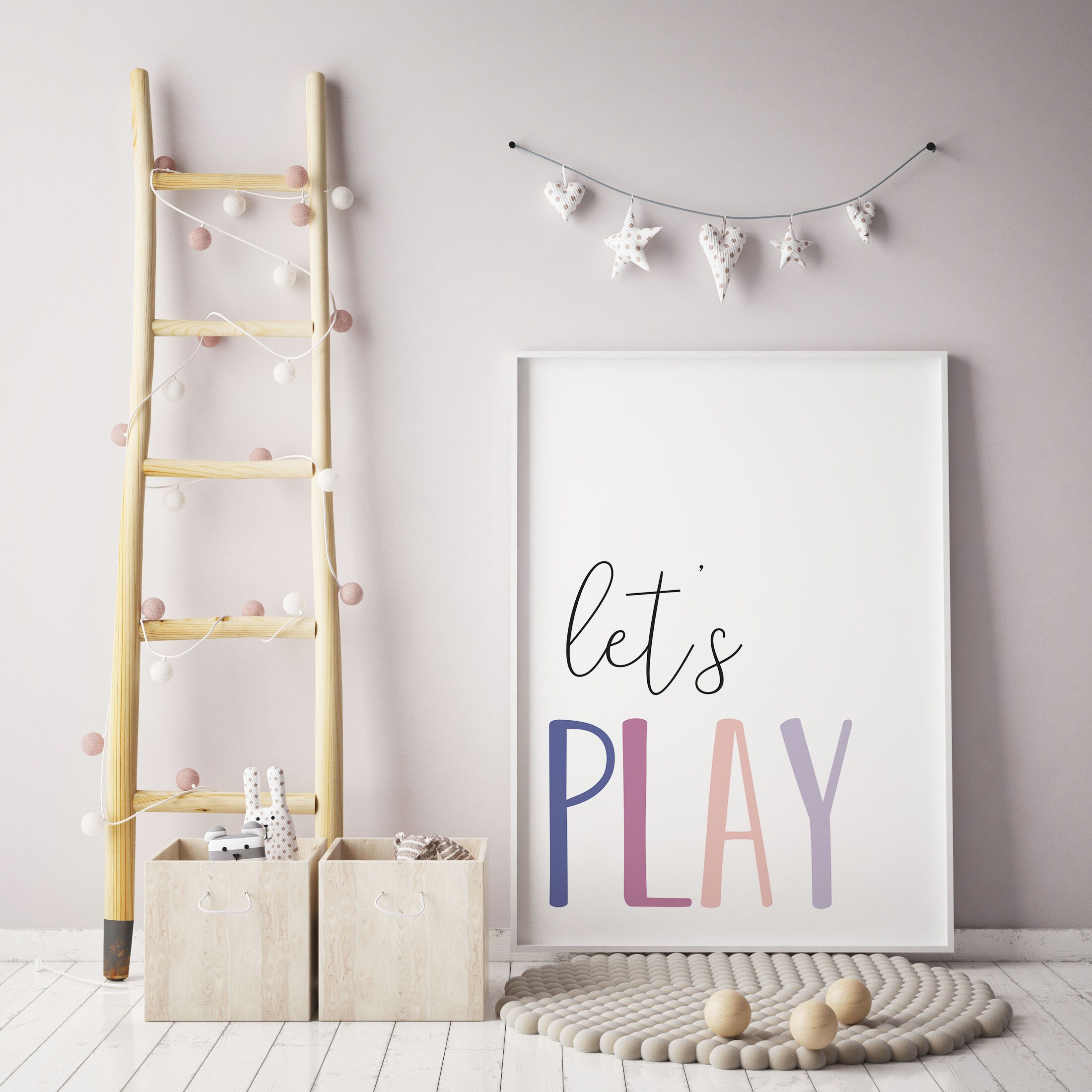 Set of 3 Playroom Printables Kids Room Decor Let's Play | Etsy