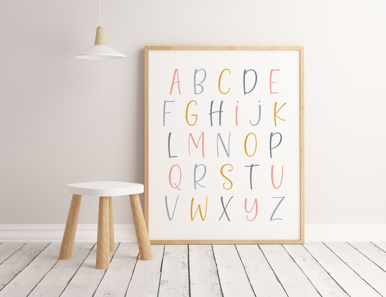 Alphabet Poster ABC Wall Art Alphabet Print Nursery Decor - Etsy