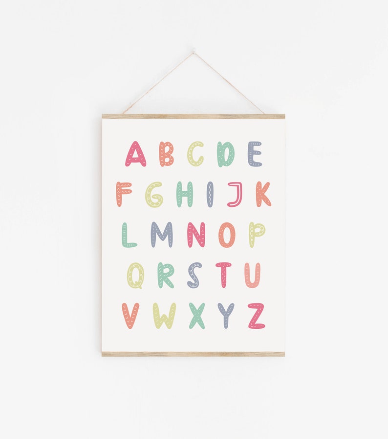 Alphabet Poster ABC Wall Art Alphabet Print Nursery Decor - Etsy