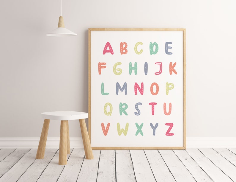 Alphabet Poster ABC Wall Art Alphabet Print Nursery Decor - Etsy