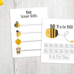 DIGITAL FILES, Honey Bee Worksheets, B is for Bee, Scissor Skills ...