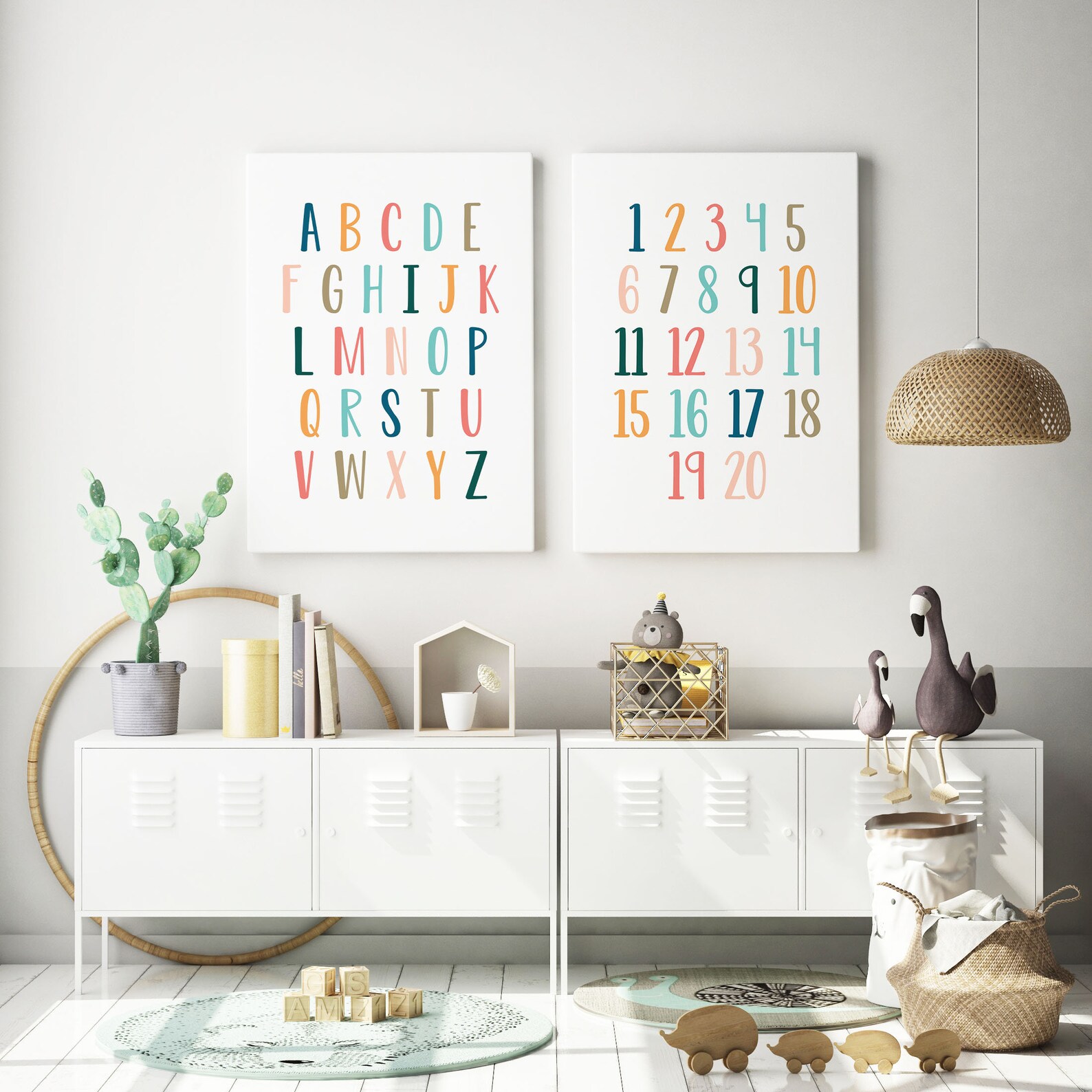 Set of 2 Prints Download Alphabet Print ABC Poster 123 | Etsy