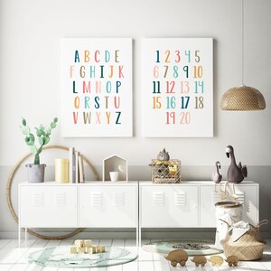 Set of 2 Prints Download, Alphabet Print, ABC Poster, 123 Print, Number ...