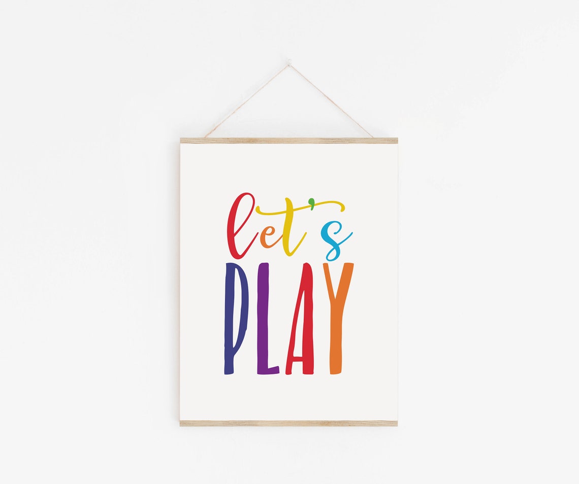 Let's Play Print Let's Play Sign Playroom Wall Art | Etsy