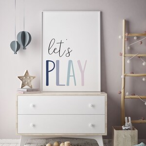 Let's Play Printable, Playroom Wall Art, Playroom Decor, Kids Room ...