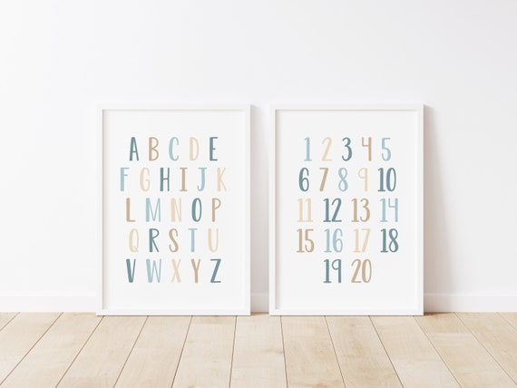 DIGITAL FILES Alphabet Poster Alphabet Wall Art Numbers - Etsy