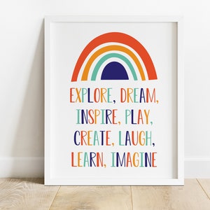 Rainbow Wall Art Printable, Rainbow Wall Art Modern, Toddler Room Decor ...