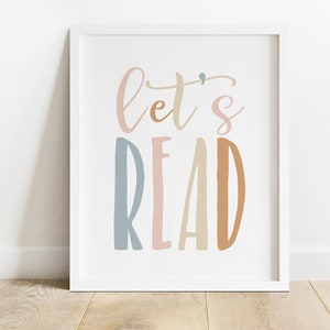 DIGITAL FILE, Let's Read Wall Decor, Let's Read Print, Let's Read Sign ...