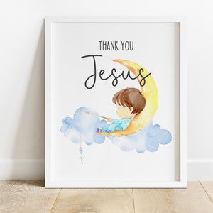 Thank You Jesus Printable, Christian Nursery Decor, Christian Nursery ...