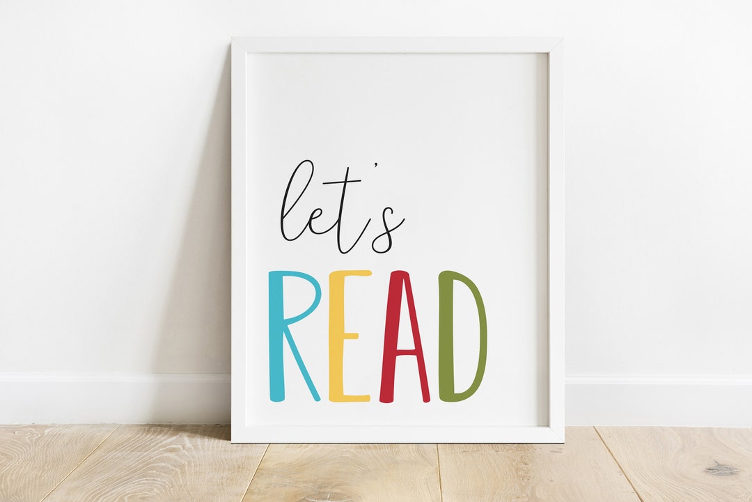 Let's Read Printable, Reading Print for Children, Playroom Wall Art ...