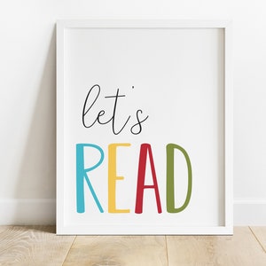 Let's Read Printable, Reading Print for Children, Playroom Wall Art ...