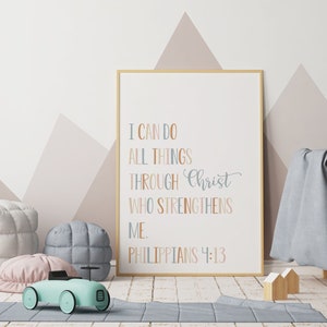 Philippians 4:13, I Can Do All Things Through Christ, Bible Wall Art ...