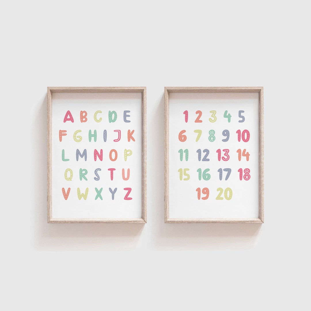 Set of 2 Downloads, Alphabet Print, ABC Poster, 123 Print, Number ...