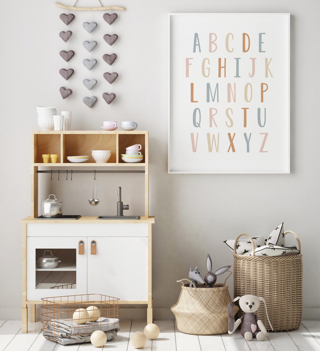 Alphabet Poster, ABC Wall Art, Alphabet Print, Nursery Decor, Kids Room ...