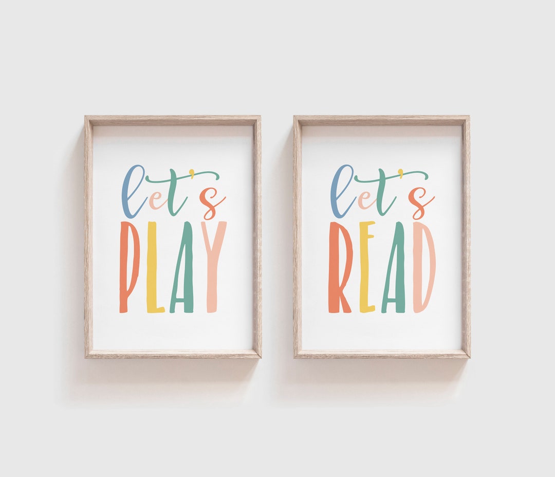 Let's Play Print, Let's Read Print, Playroom Wall Art, Playroom Prints ...