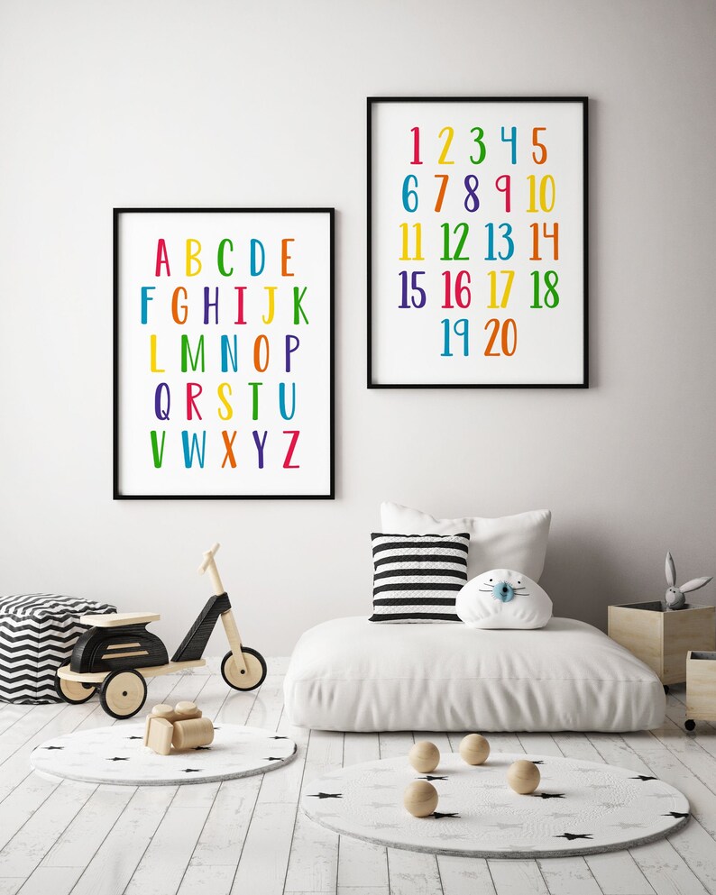 Set of 2 Prints Download Alphabet Print ABC Poster 123 | Etsy