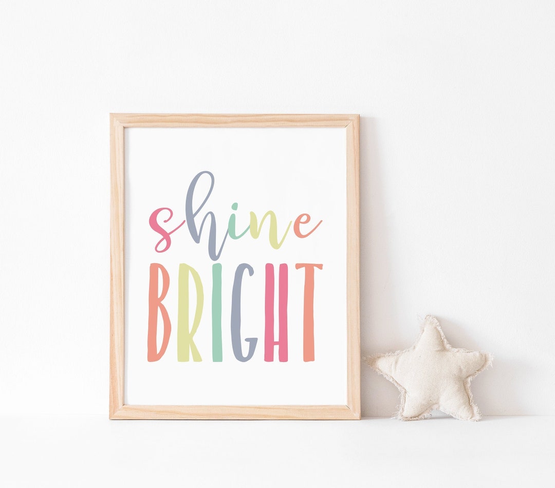 DIGITAL FILE, Shine Bright Print, Girls Room Decor, Girls Room Sign ...