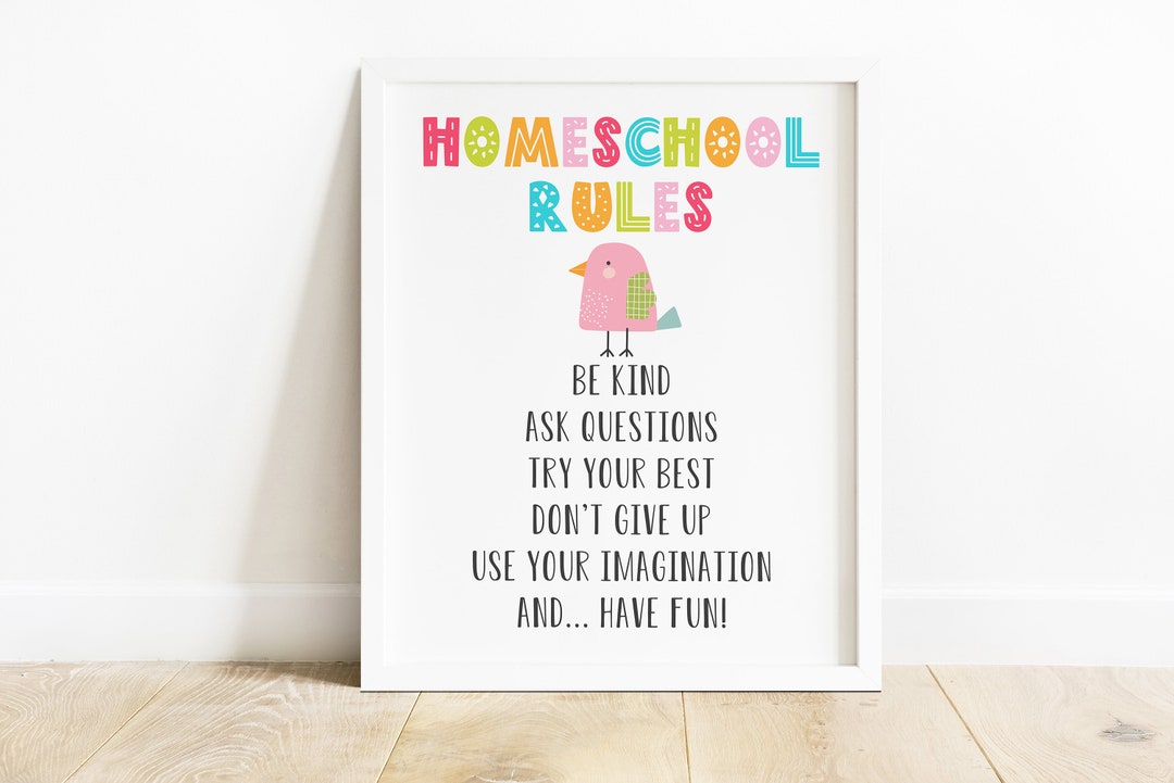 DIGITAL FILE, Homeschool Rules Printable Wall Art, Homeschool Rules ...