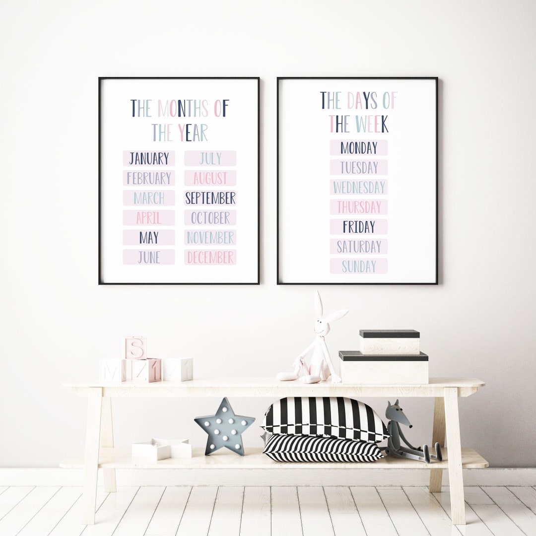 DIGITAL FILES, Months of the Year Printable, Days of the Week Printable ...