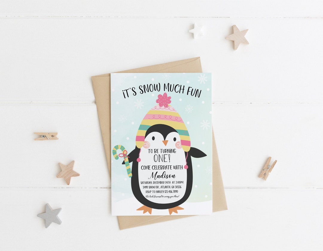 DIGITAL FILE, Kid's Winter Theme Birthday Party Invitation, Winter ...