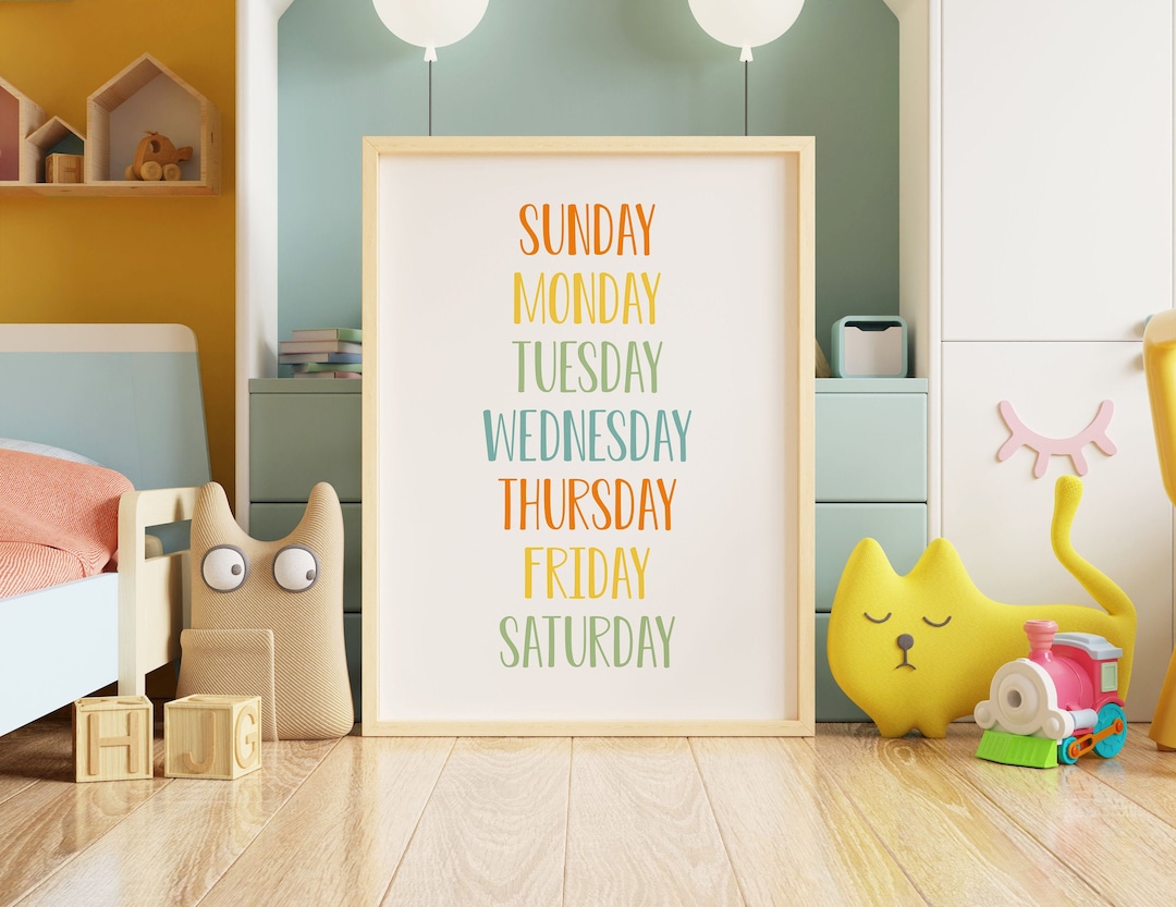 DIGITAL FILE, Days of the Week Printable, Days of the Week Chart ...