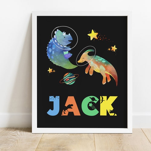 Dinosaur Space Nursery Printable Wall Art Set Digital | Etsy