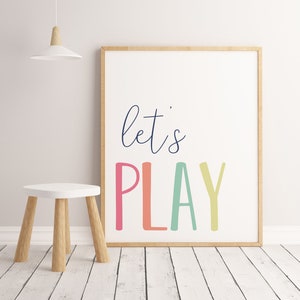 Let's Play Printable, Let's Play Sign, Kids Wall Art, Playroom Prints ...