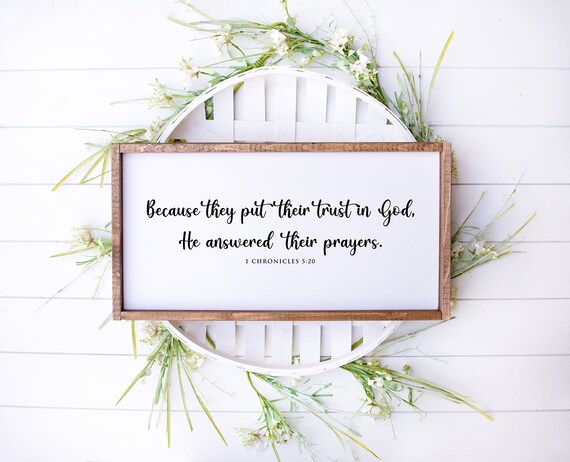 1 Chronicles 5:20 Trust in God Bible Verse Wall Art Bible - Etsy