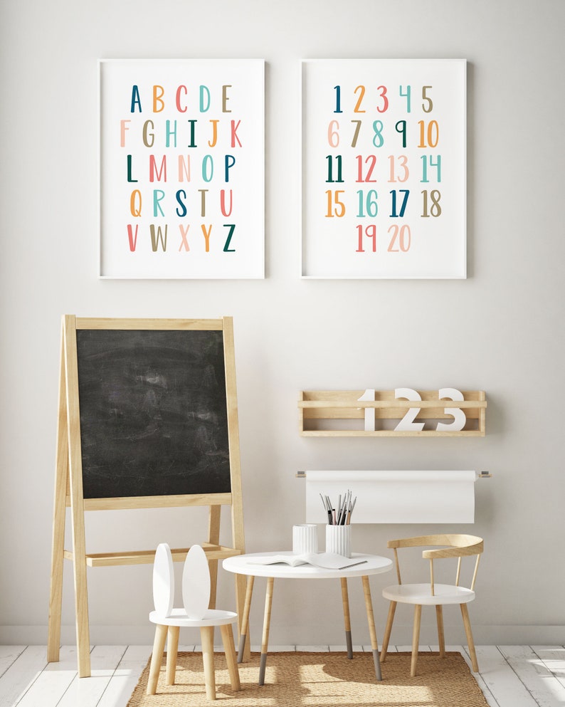 Set of 2 Prints Download Alphabet Print ABC Poster 123 | Etsy